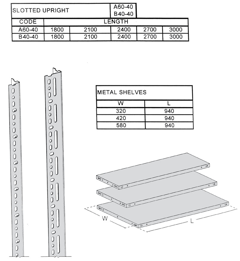 Light load slotted angle shelving | Alex Shelves